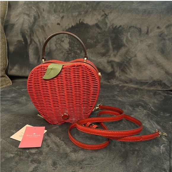 kate spade | Bags | Kate Spade Apple Wicker Crossbody Limited Edition ...